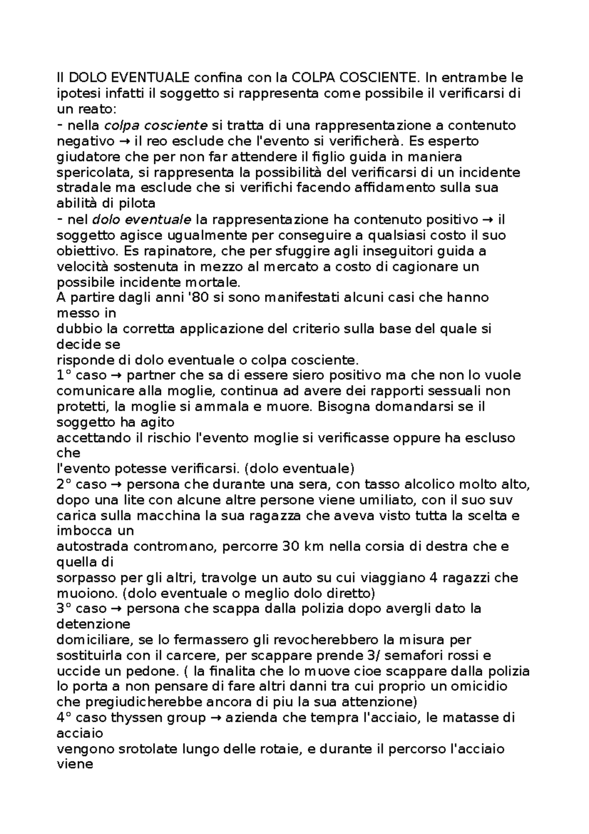 DOLO Eventuale e Colpa Cosciente - Il DOLO EVENTUALE confina con la ...