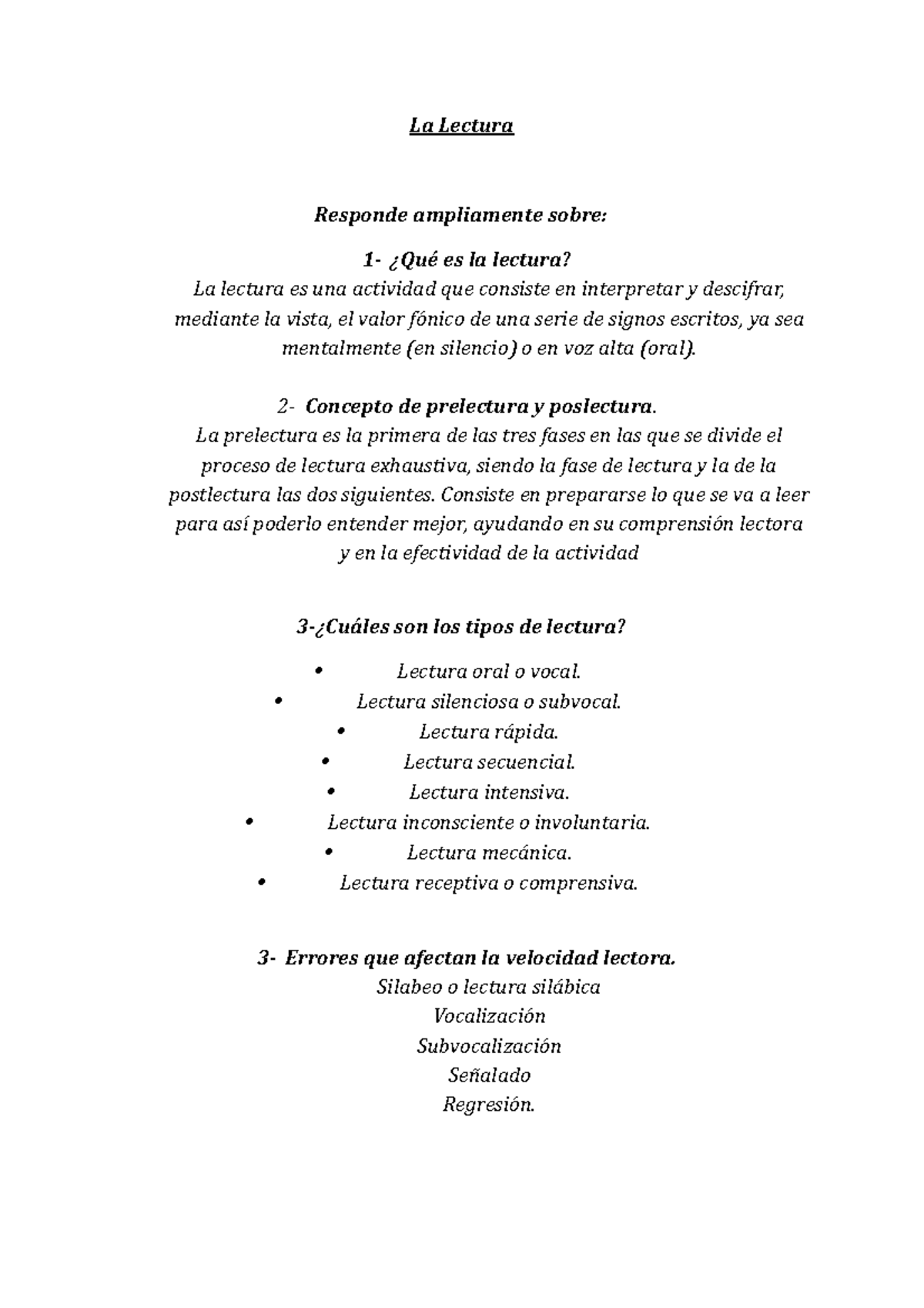 Guia de preguntas sobre La Lectura - La Lectura Responde ampliamente ...