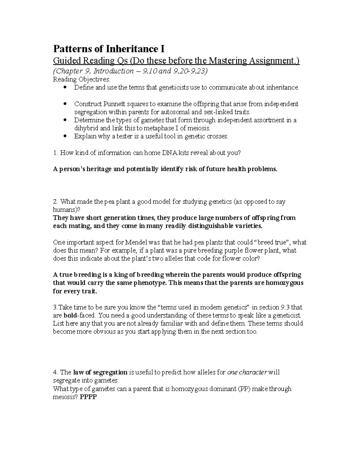 GRQ 11 - GRQ - Patterns of Inheritance I Guided Reading Qs (Do these before the Mastering - Studocu