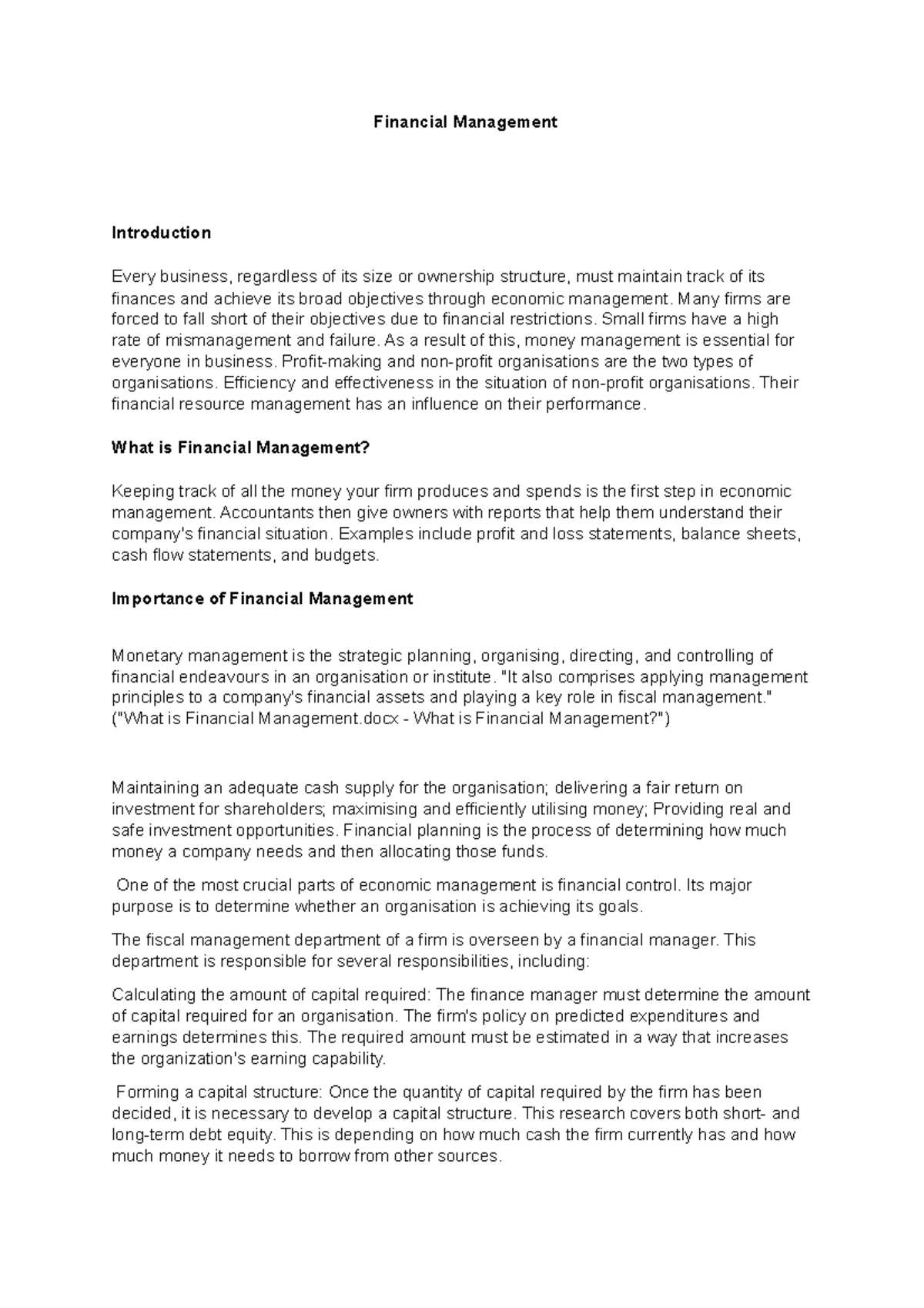 Financial Management Oleg1 - Financial Management Introduction Every ...