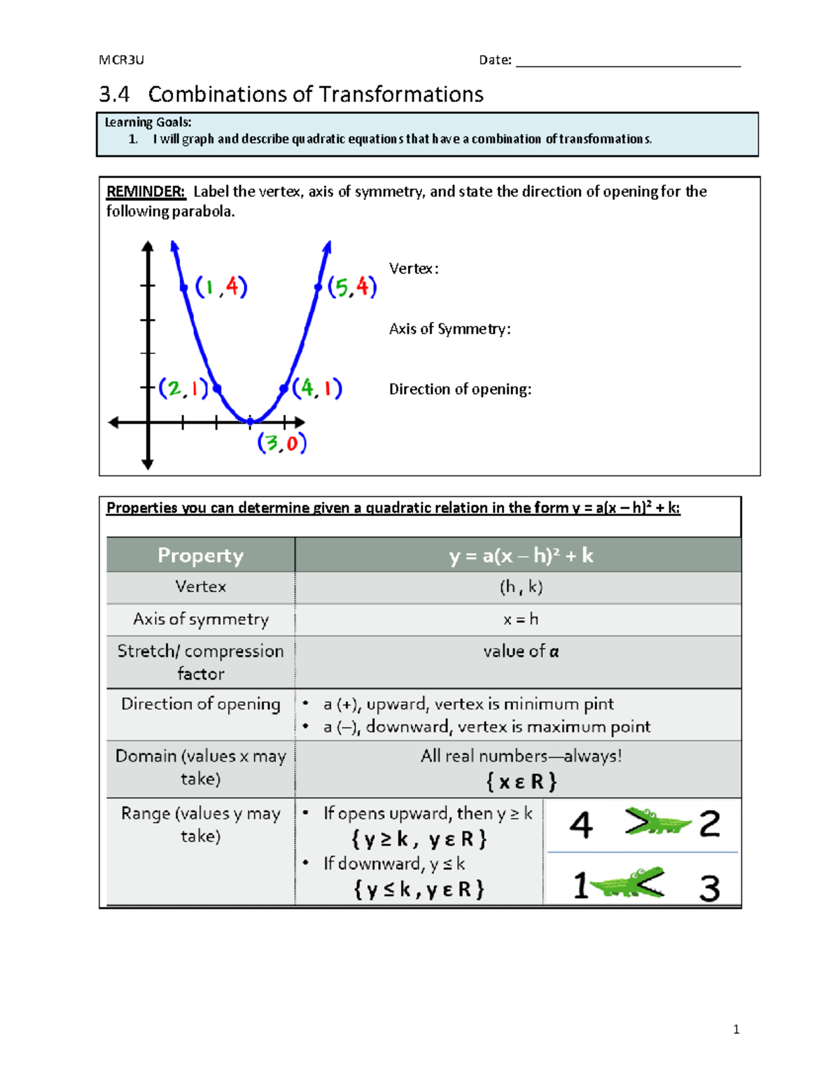 3.4 Combinations of Transformations - MCR3U Date: ______________________________ 1 3 ...