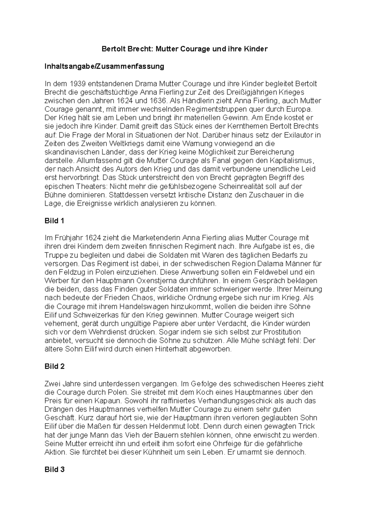 Mutter Courage - Wintersemester - Bertolt Brecht: Mutter Courage und ...