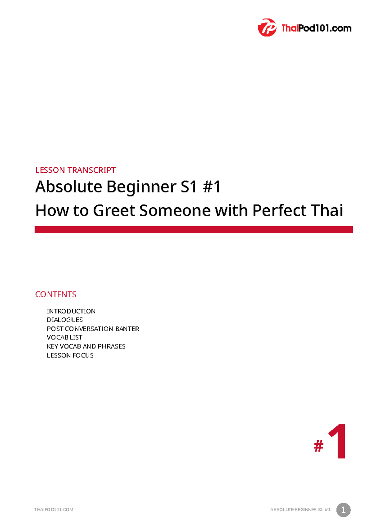 ABS S1L1 071310 tpod101 recordingscript - LESSON TRANSCRIPT Absolute Beginner S1 How to Greet ...