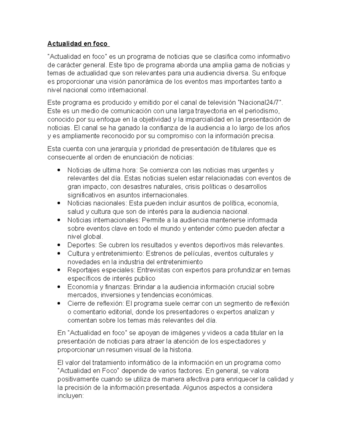 Actualidad en foco - NOtas - Actualidad en foco “Actualidad en foco” es ...