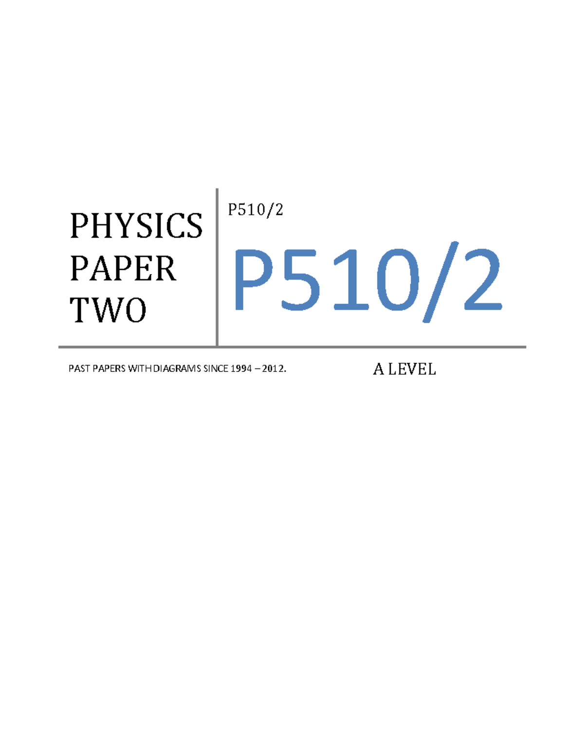 QB A Level physics 2 - PPOUUUUI - PHYSICS PAPER TWO P510/ P510/ PAST ...