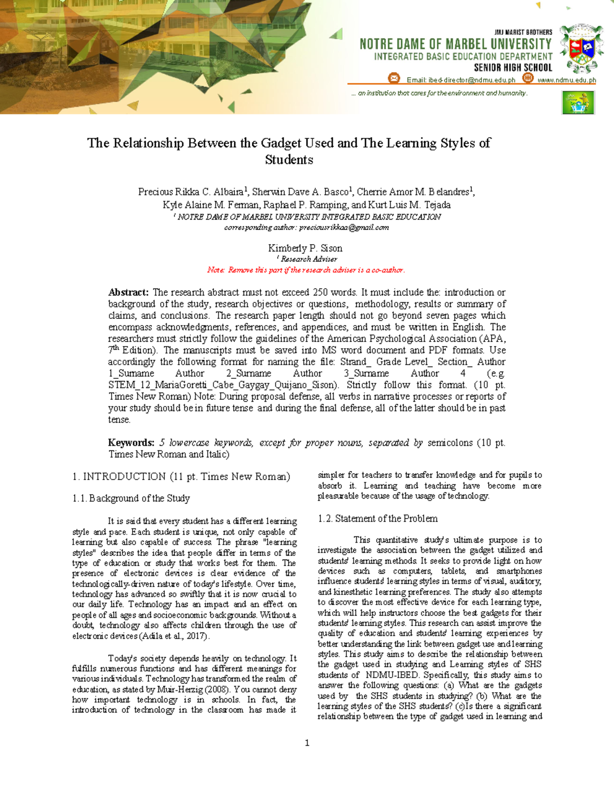 Revised Paper Presentation Template - ... an institution that cares for ...