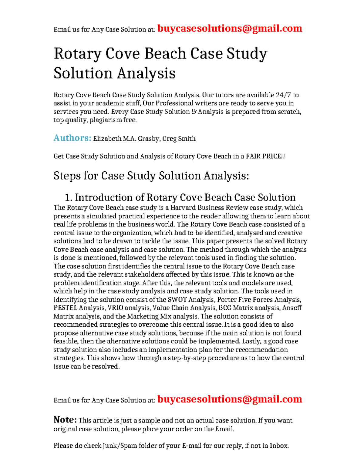 Rotary Cove Beach Case Study Solution Analysis - Our tutors are ...