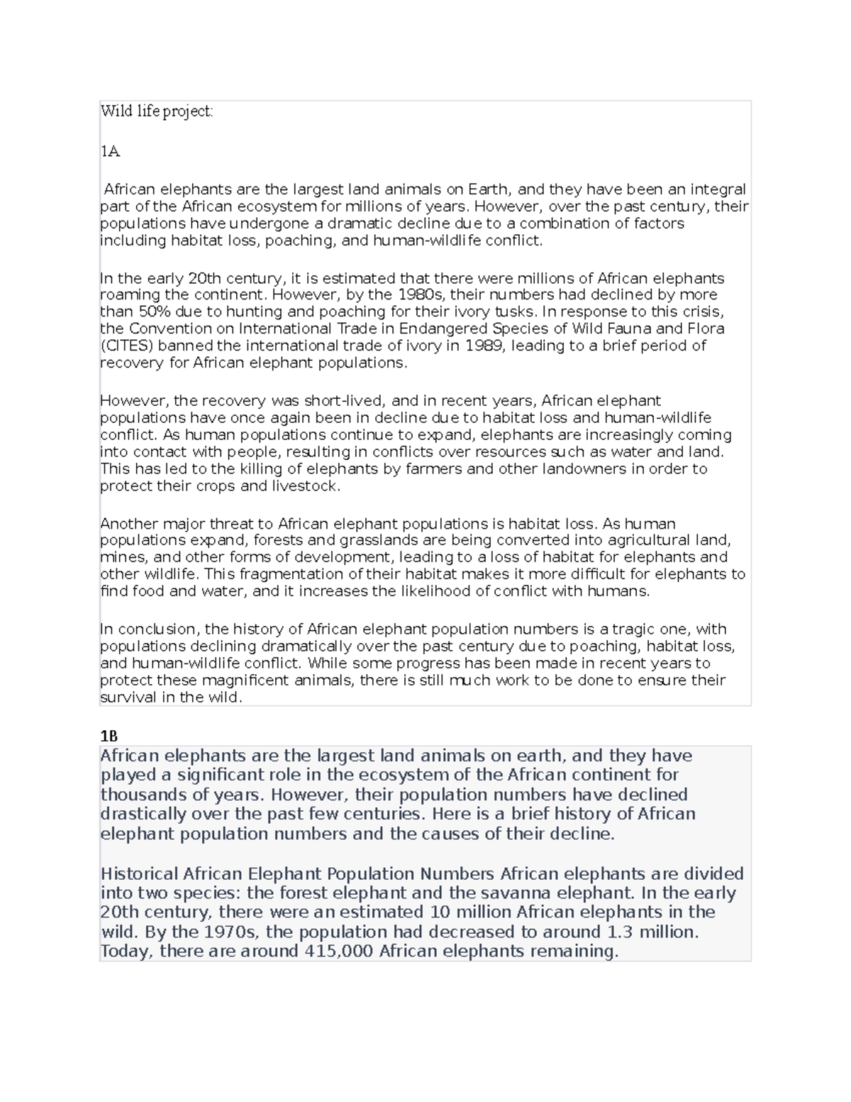 Wildlife elephant - Wild life project: 1A African elephants are the ...