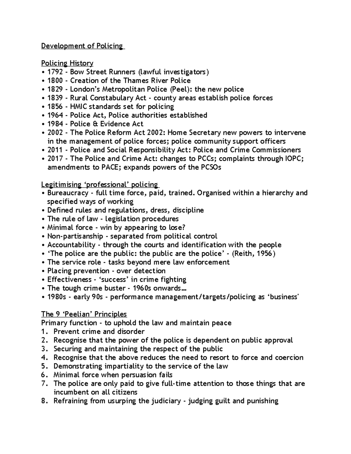 Development of Policing - Development of Policing Policing History 1792 ...