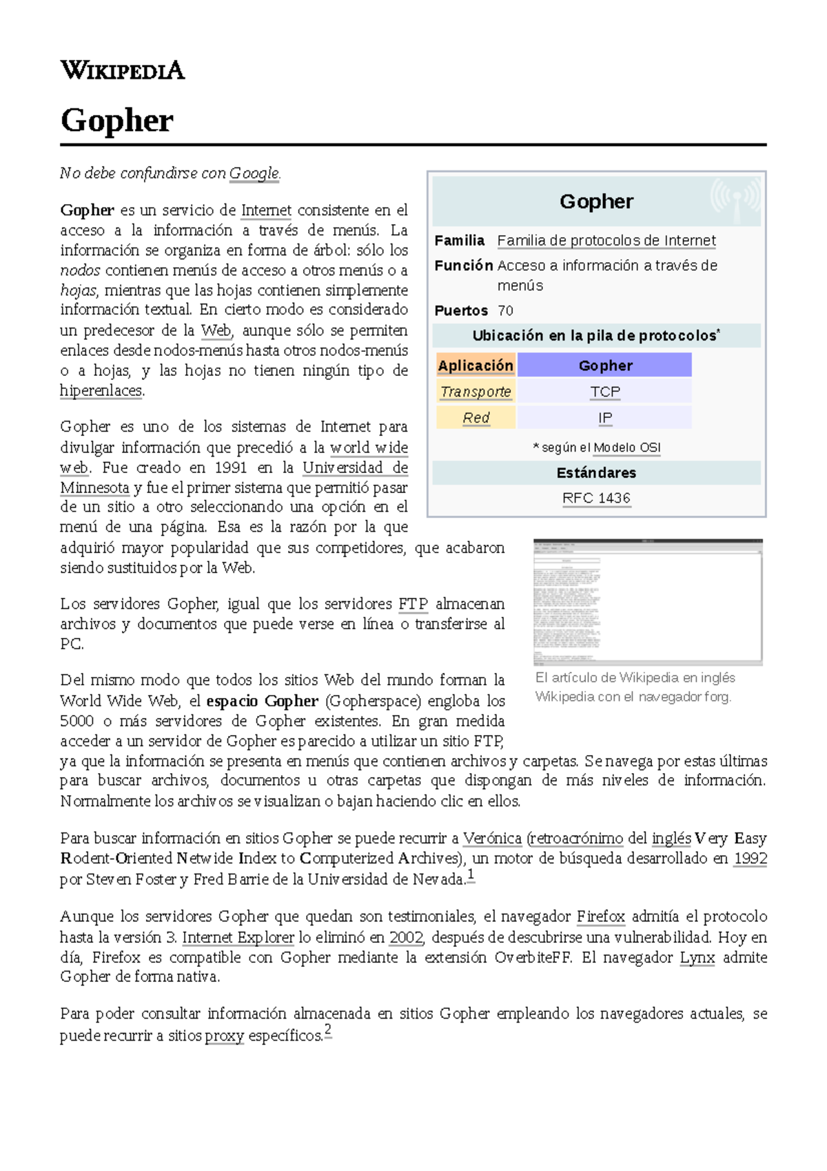 Gopher - Lectura - Gopher Familia Familia de protocolos de Internet ...