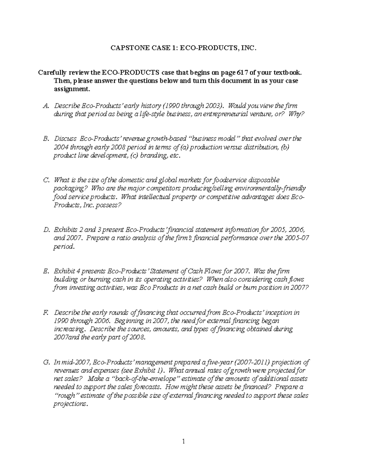 ECO-Products Capstone Case - Carefully review the ECO-PRODUCTS case ...