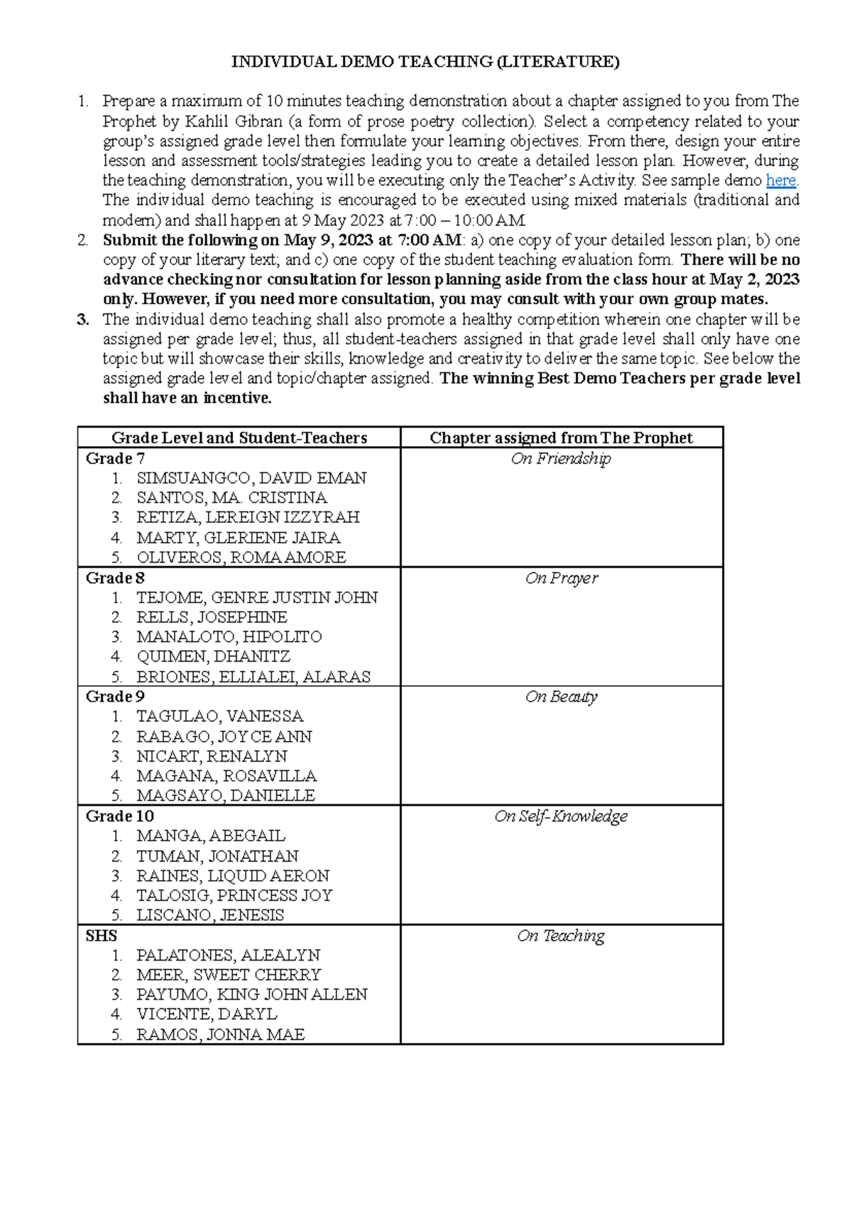 Individual-Demo-Video-Lesson-Guidelines - INDIVIDUAL DEMO TEACHING ...