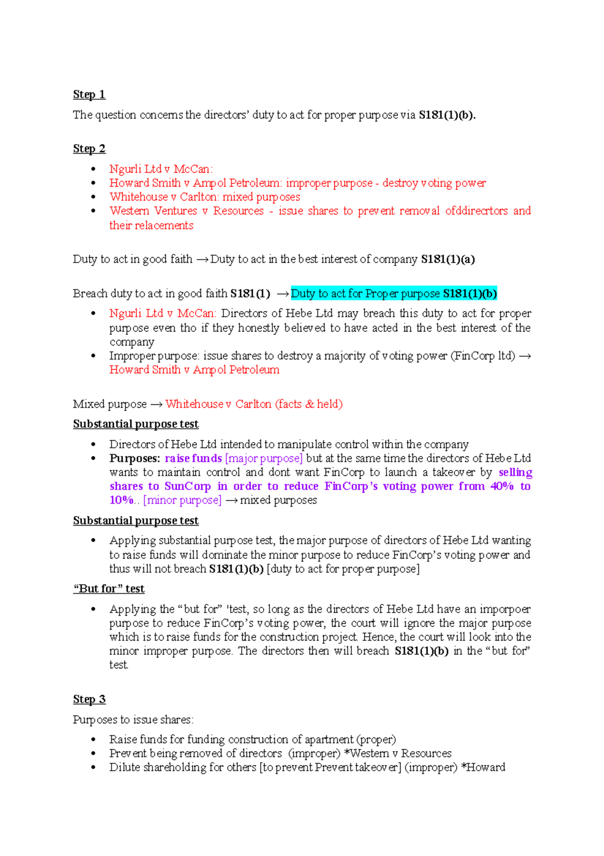 Pp2 Final Q4 proper purpose - Step 1 The question concerns the ...