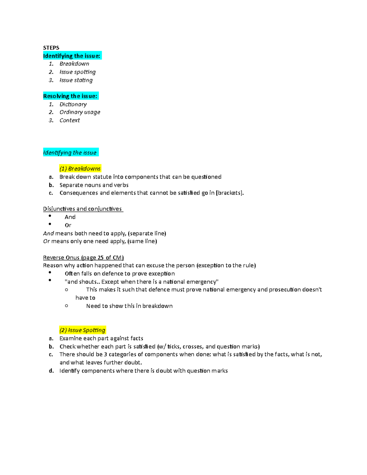 Cheatsheet 123 - STEPS Identifying the issue: 1. Breakdown 2. Issue ...