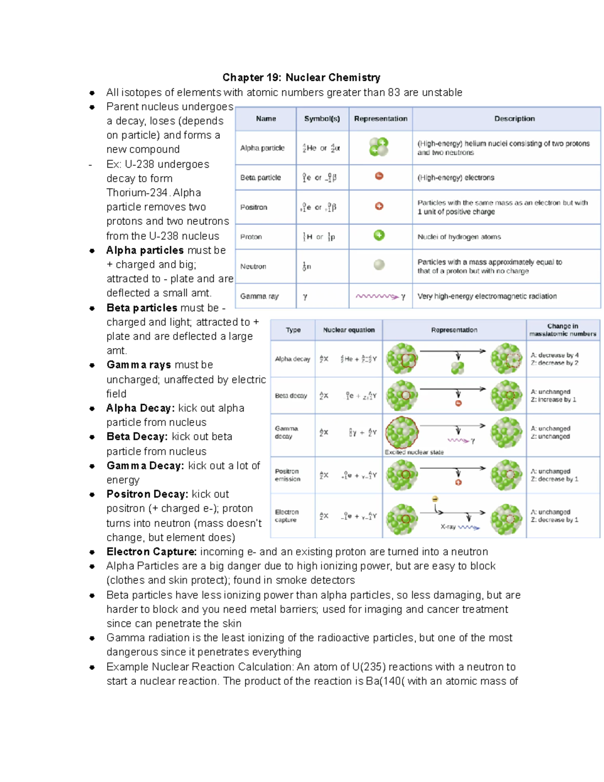 Chem 1128 Chapter 19 Notes - Chapter 19: Nuclear Chemistry All isotopes ...