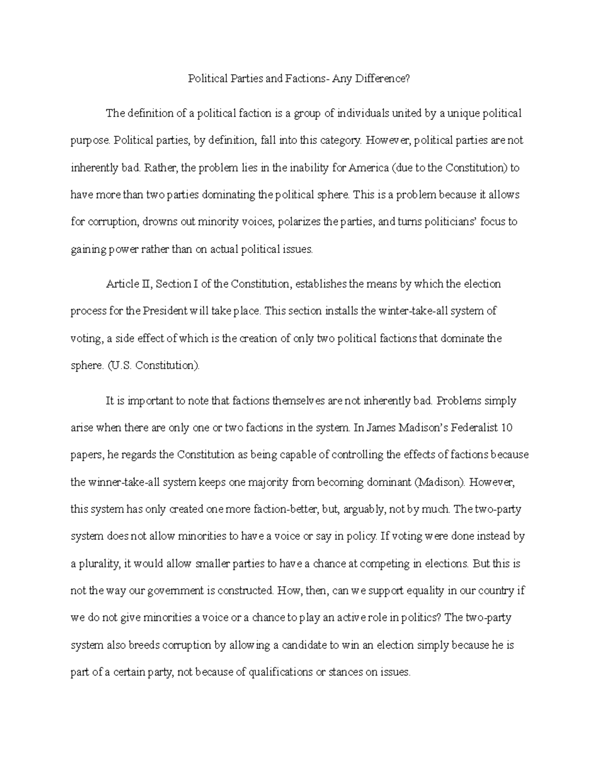 Political Parties and Factions - Political parties, by definition, fall ...