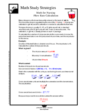 IV Flow Rates Calculation - The drop factor is 15 drops/mL. The nurse ...