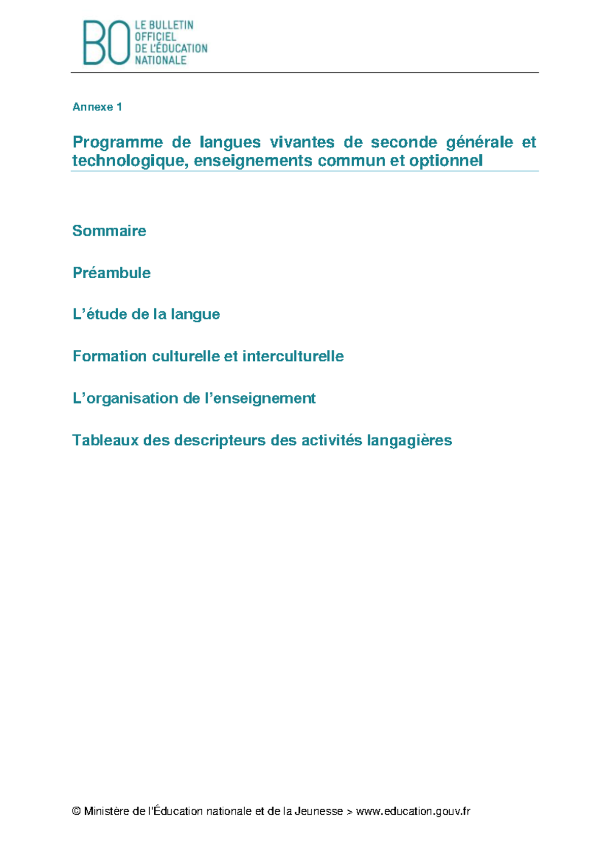 Programme seconde générale et technologique - Annexe 1 Programme de ...