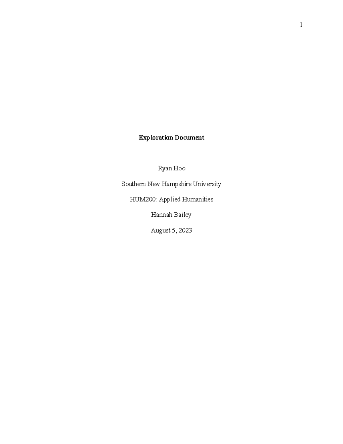 Hoo project mod 6 - Exploration Document Ryan Hoo Southern New ...