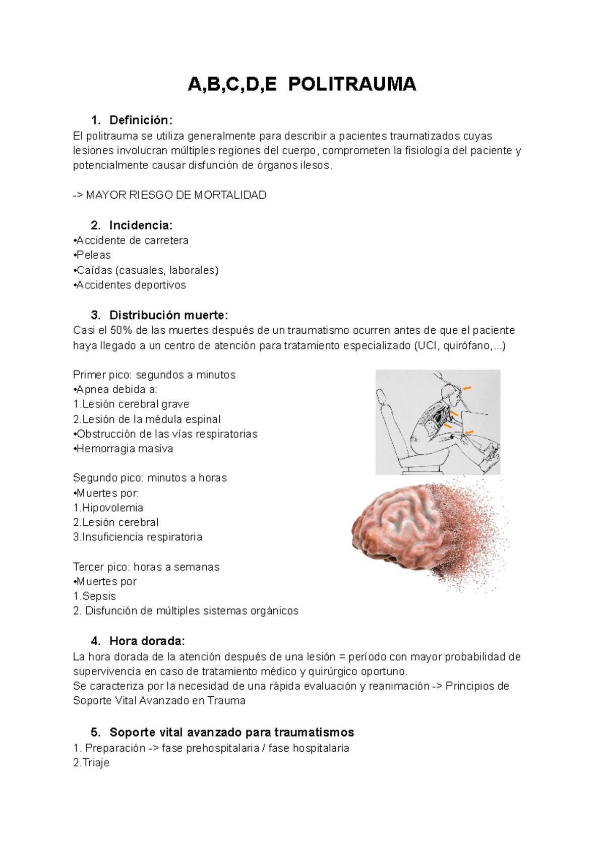 Abcde Politrauma - A,B,C,D,E POLITRAUMA 1. Definición: El politrauma se ...
