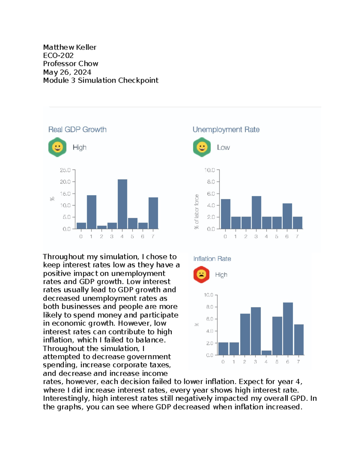 Module 3 Simulation Check Point - Matthew Keller ECO- Professor Chow May 26, 2024 Module 3 - Studocu