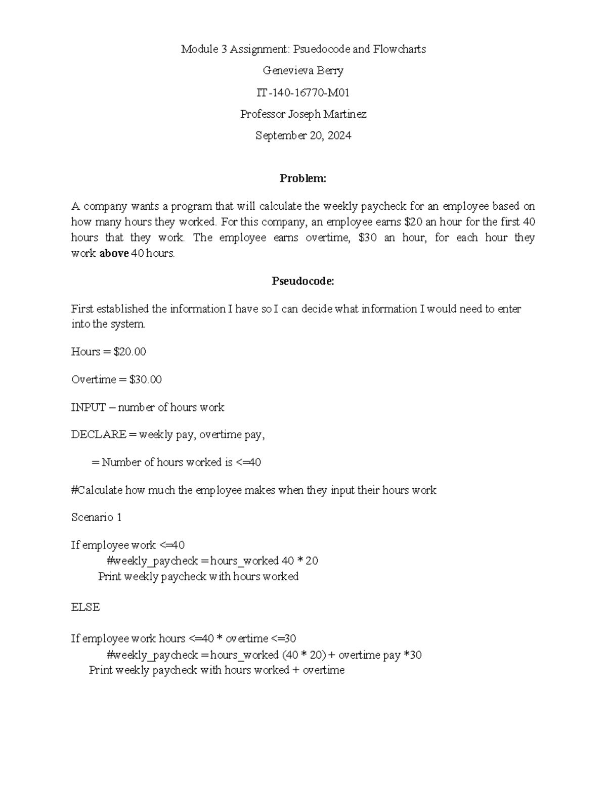 Module 3 Assignment Psuedocode AND Flowcharts - Module 3 Assignment ...