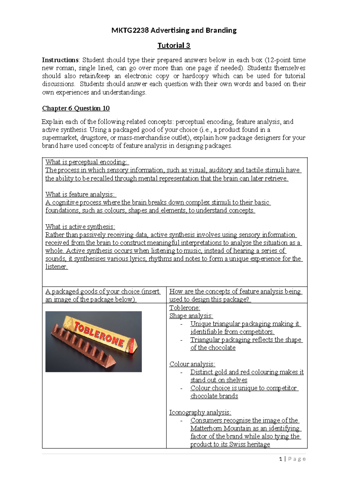 Tutorial 3 Topic 4&5 - MKTG2238 Advertising and Branding Tutorial 3 ...