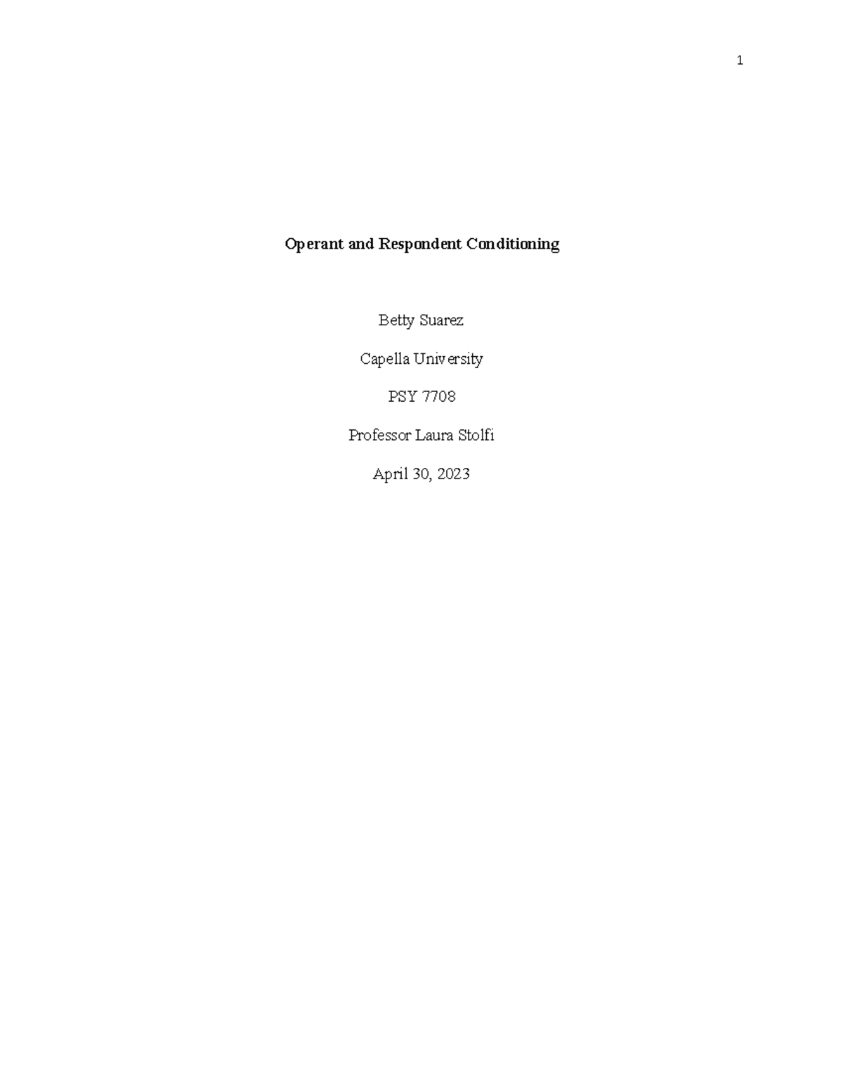 Operant Conditioning week 3 assignment - Operant and Respondent ...