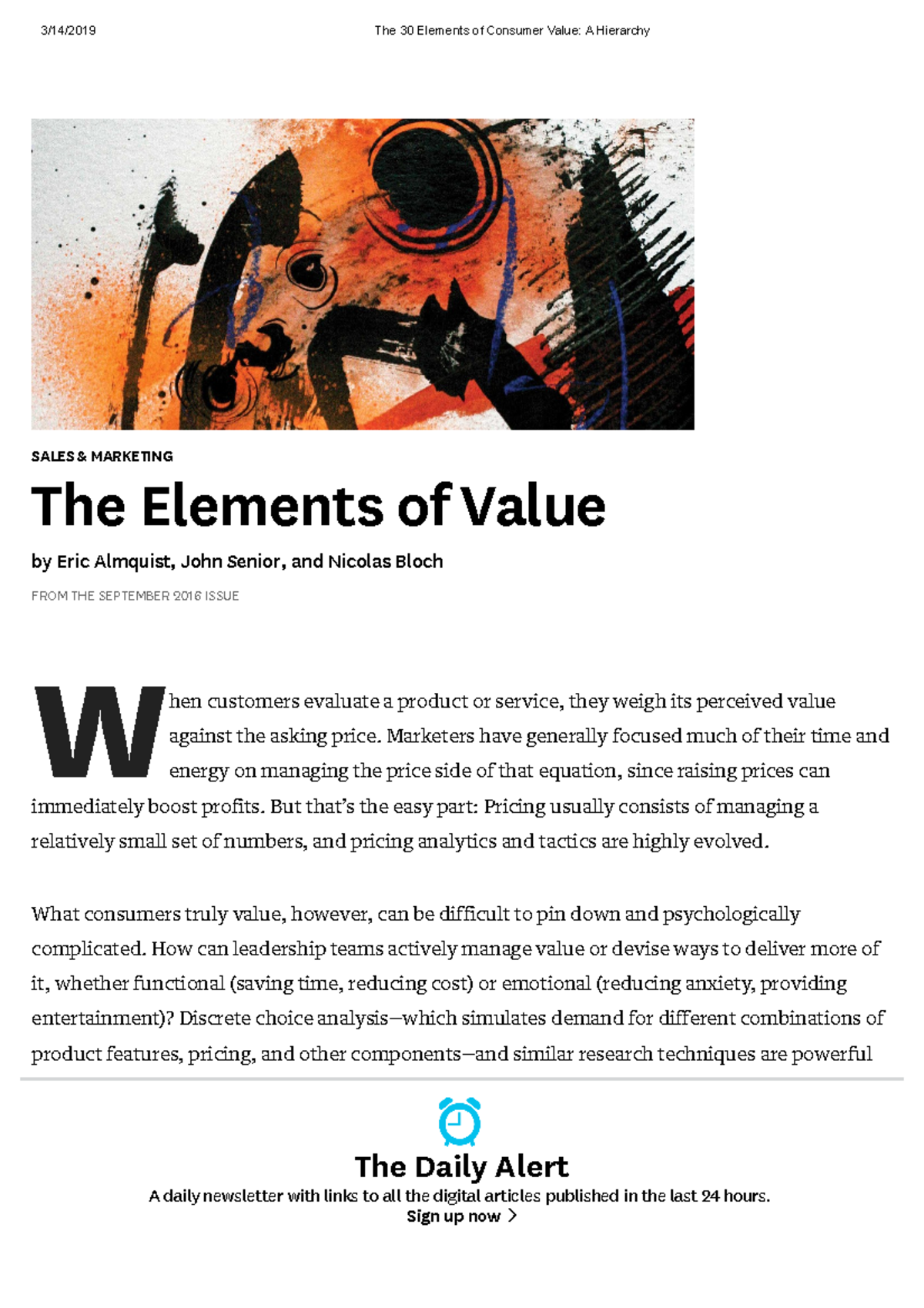 30 Elements of Consumer Values - SALES & MARKETING The Elements of ...