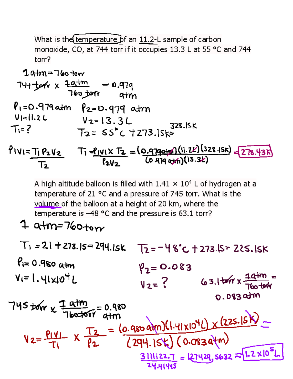 Practice problems for exams 1,2,3 - What is the temperature of an 11-L ...