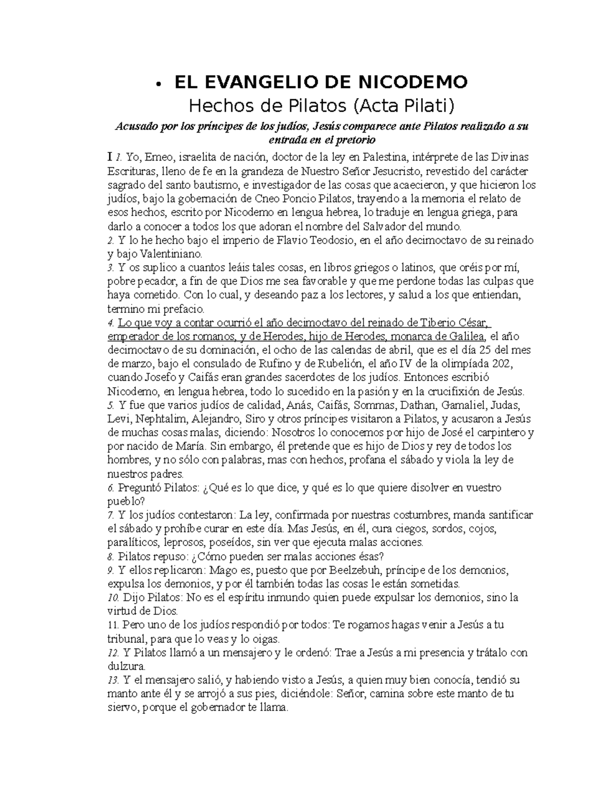 Evangelio de Nicodemo - EL EVANGELIO DE NICODEMO Hechos de Pilatos ...