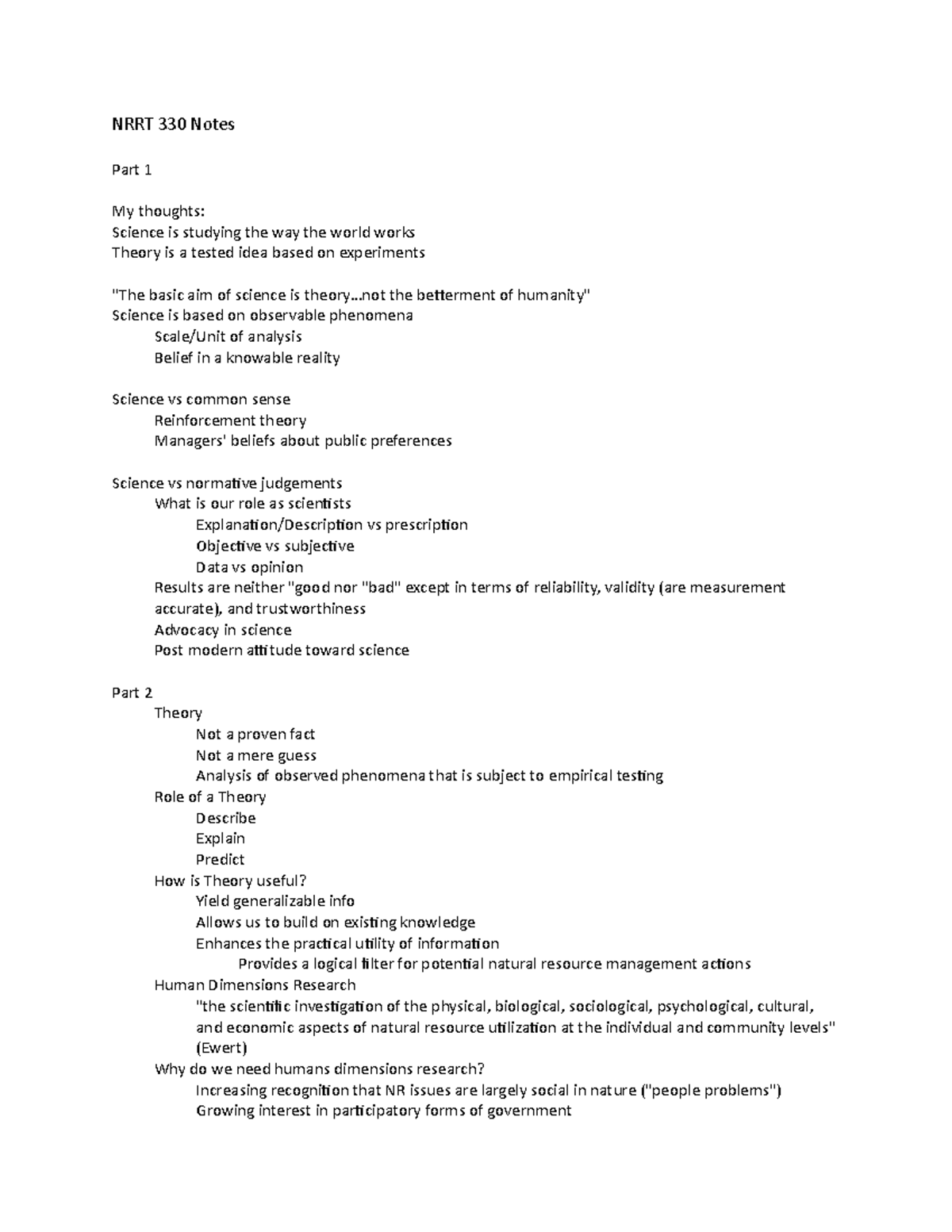 NRRT 330 Notes - Lectures - NRRT 330 Notes Part 1 My thoughts: Science ...