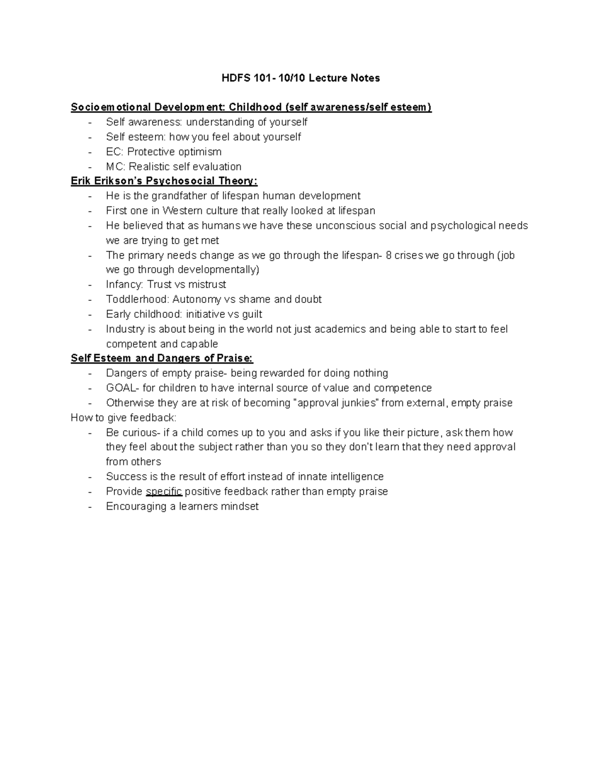 Hdfs101 10 10 Lecture Notes Hdfs 101 1010 Lecture Notes Socioemotional Development
