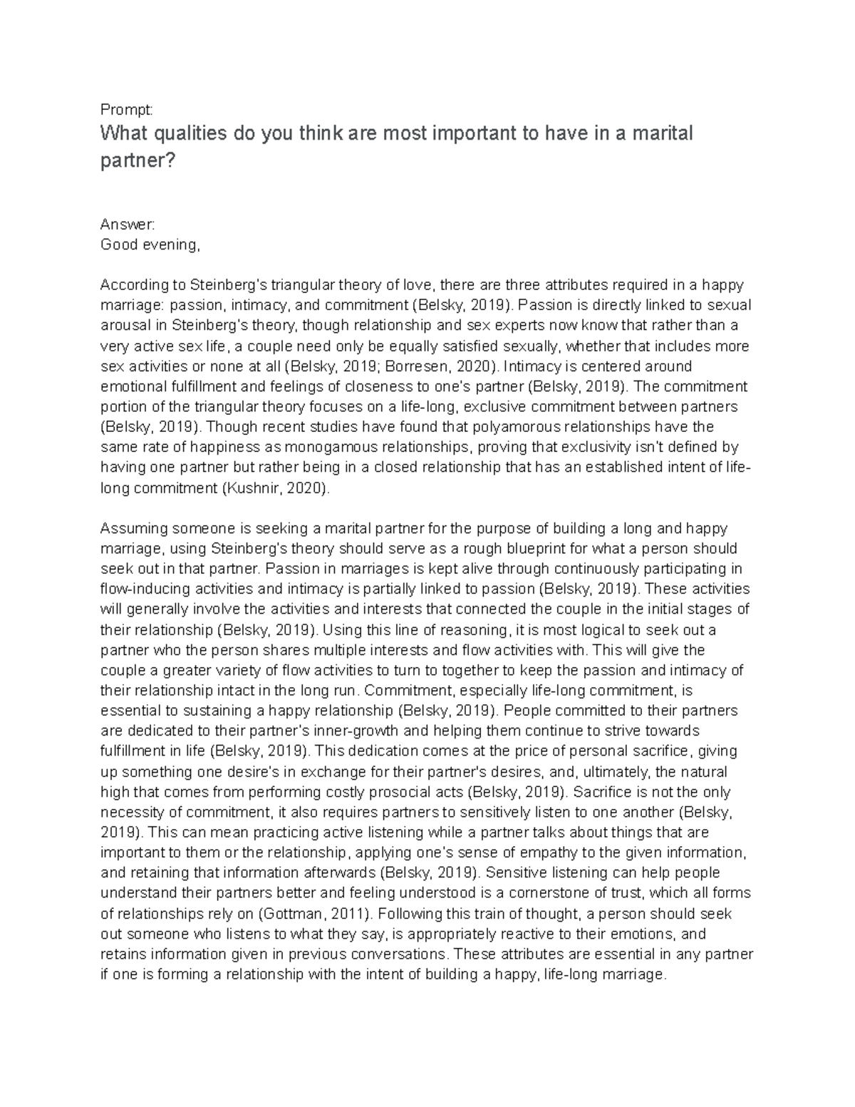 Unit 5 DB Response - Prompt: What qualities do you think are most ...