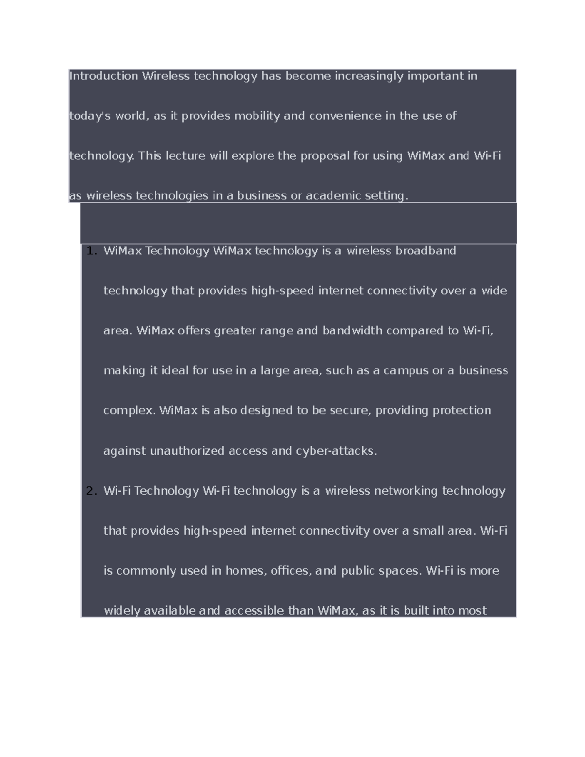 Introduction Wireless technology has become increasingly important in ...