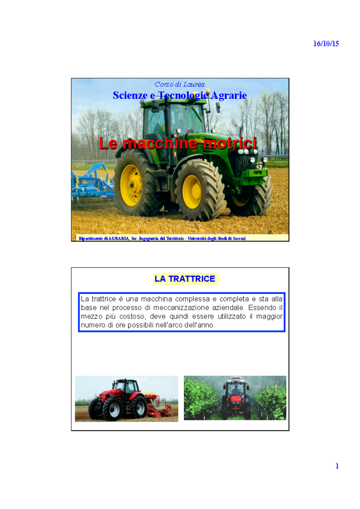 3. Trattori - Warning: Error during font loading: XMLHttpRequest is not defined Corso di Laurea ...