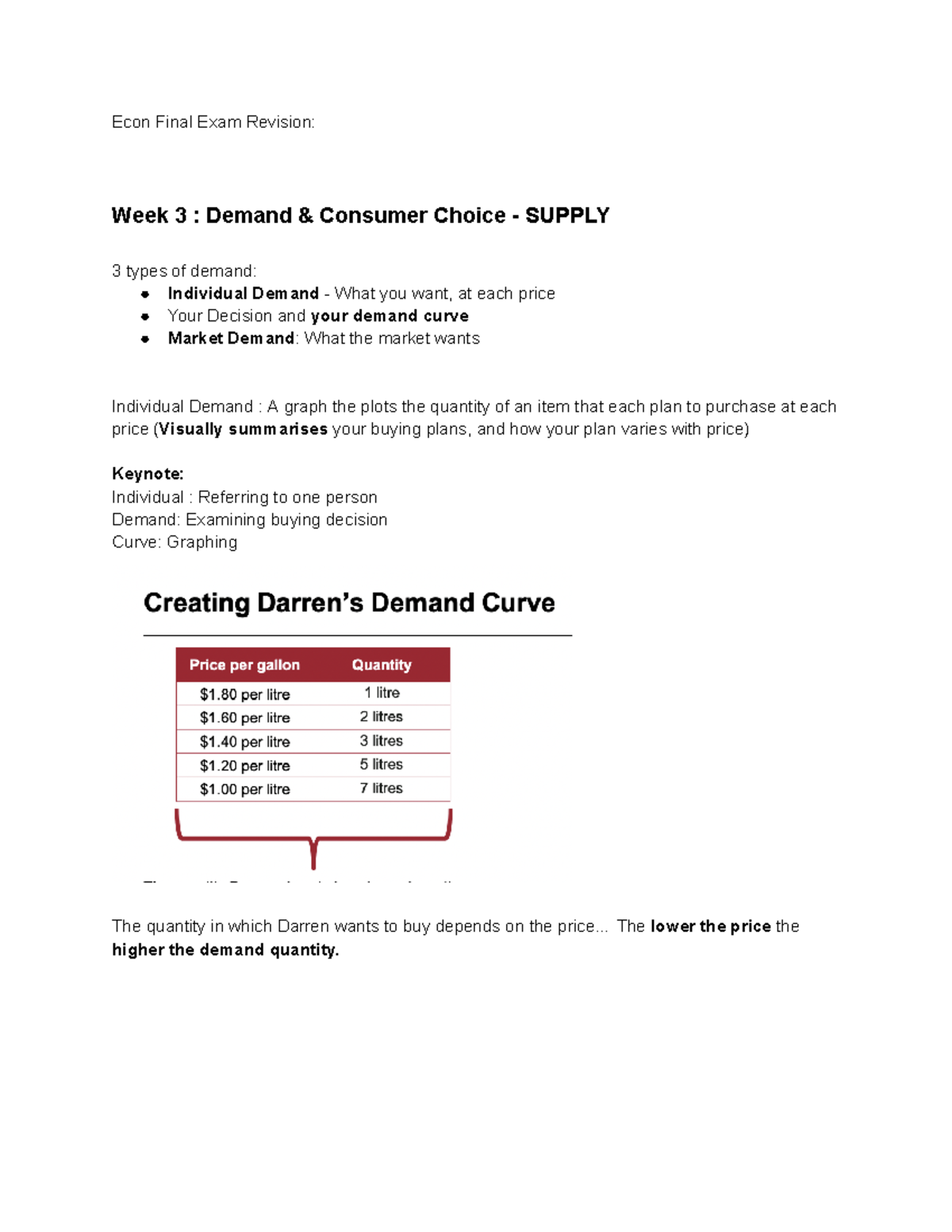 Econ Revision - Econ1020 Notes (Week 1 - 4) - Econ Final Exam Revision ...