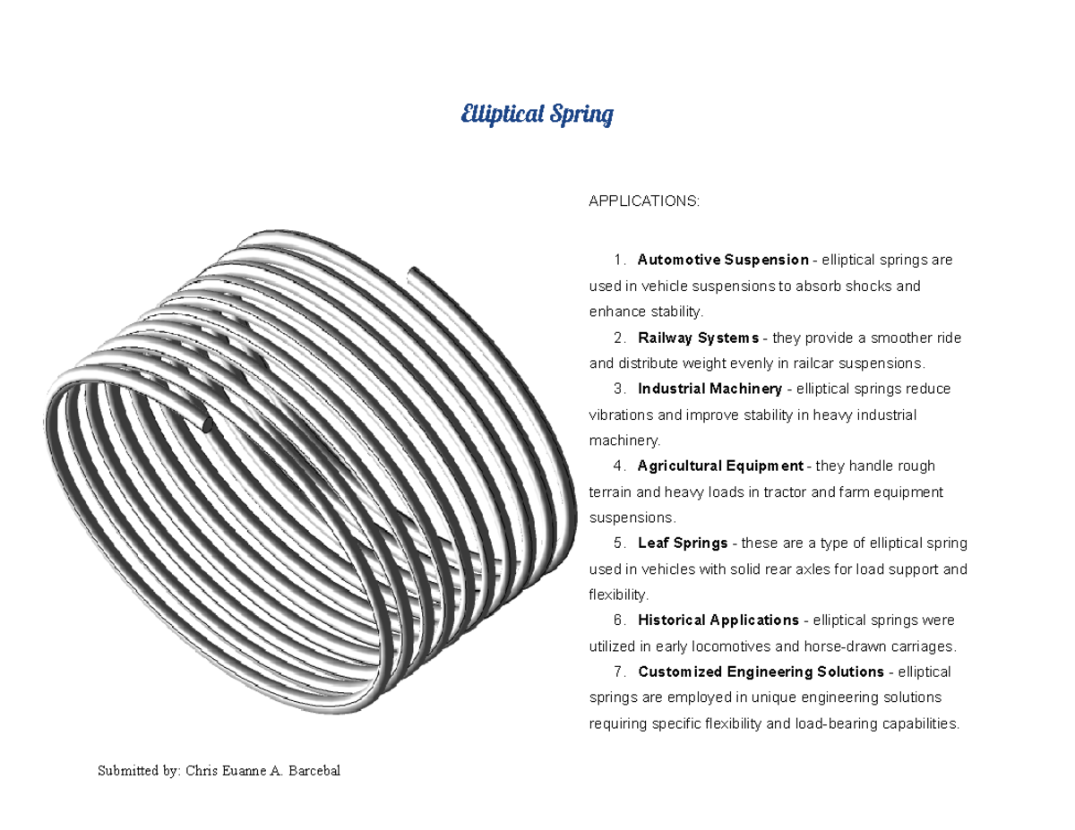 Ellipse example - Elliptica Sprin APPLICATIONS: 1. Automotive ...