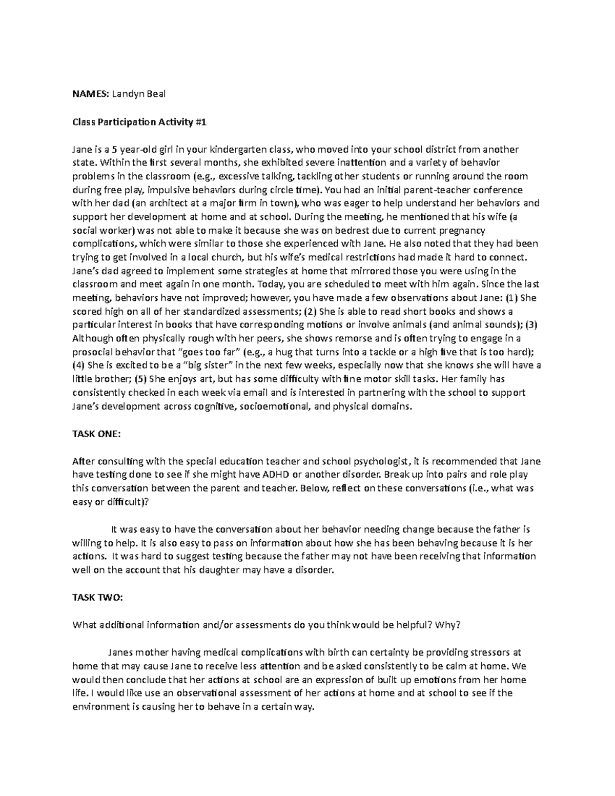 Class Activity 1 - PSYC 345 - LU - Studocu