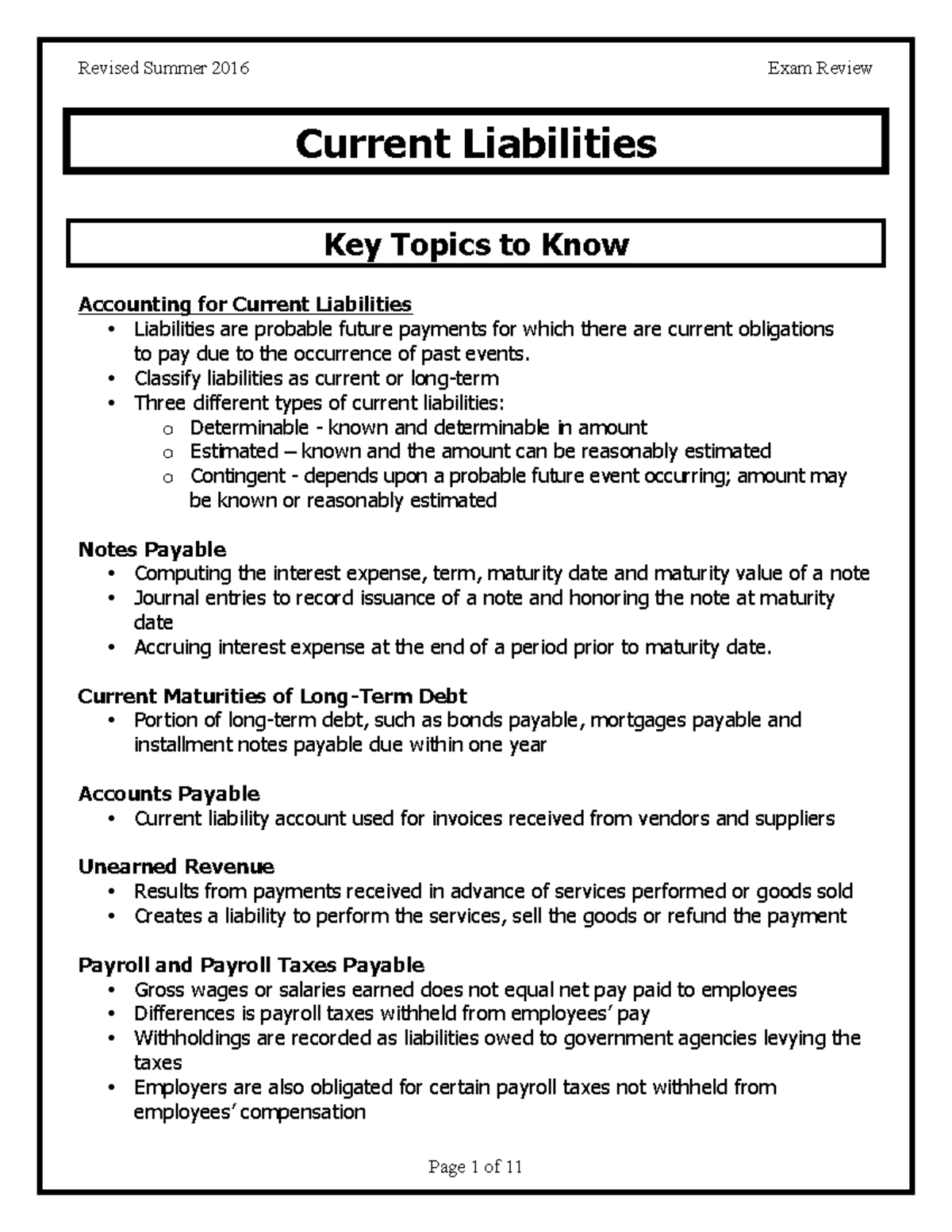 Current Liabilities ER - Current Liabilities Key Topics to Know ...
