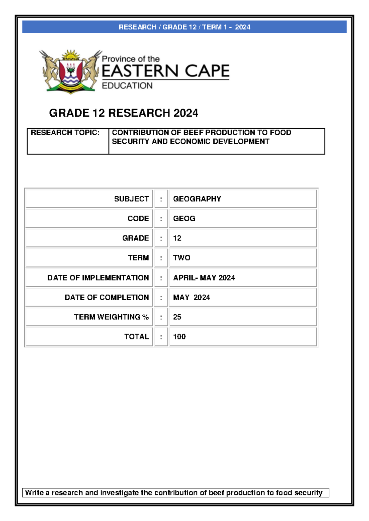 Research Gr12 2024-1-1 - GRADE 12 RESEARCH 2024 RESEARCH TOPIC ...