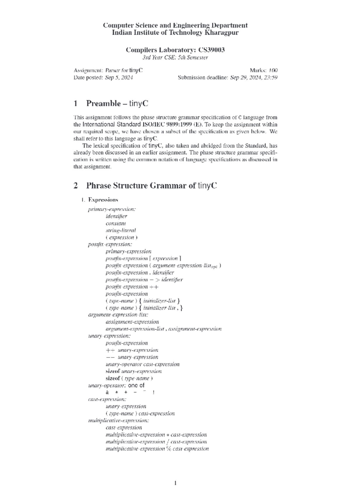 Tiny C Part2 - TinyC assignment - Computer Science and Engineering ...