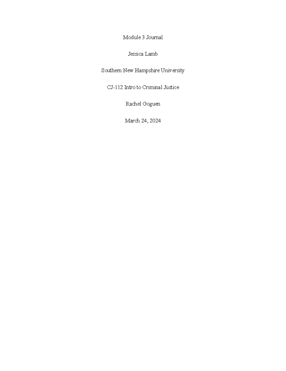Module 3 Journal - Module 3 Journal Jessica Lamb Southern New Hampshire ...