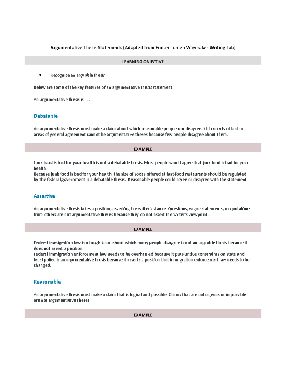 Argumentative Thesis Statements - An argumentative thesis is ...