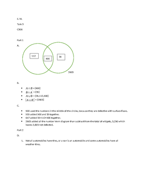 WGU C306 Task 1 S. Wilson - S Task 1 WGU C Part 1 A. 3 7 16 B. 6 3 10 C. 7 √ 588 D. 5 √ 75 E. 2 ...