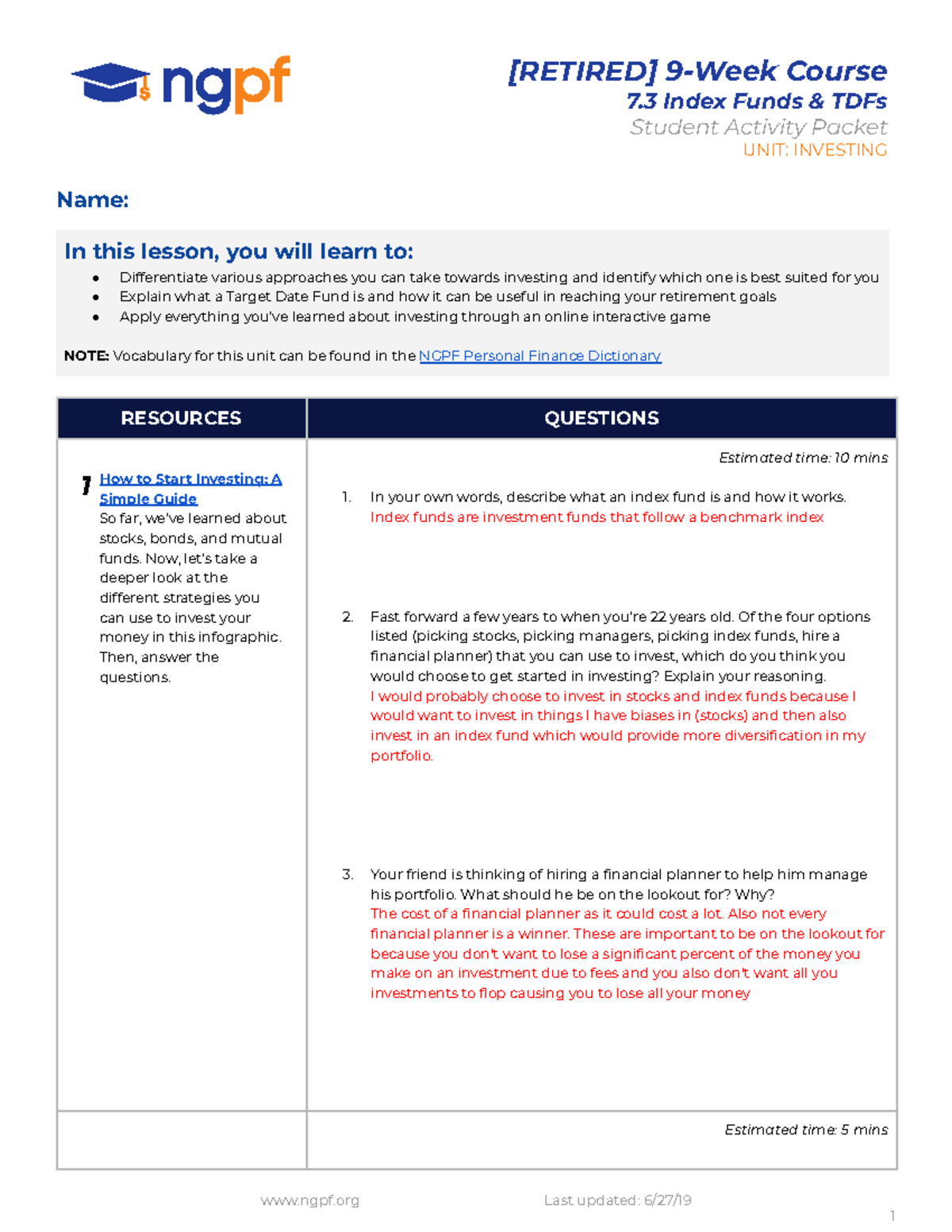 Copy of [ Retired] Student Activity Packet 9WK-7 - [RETIRED] 9-Week ...