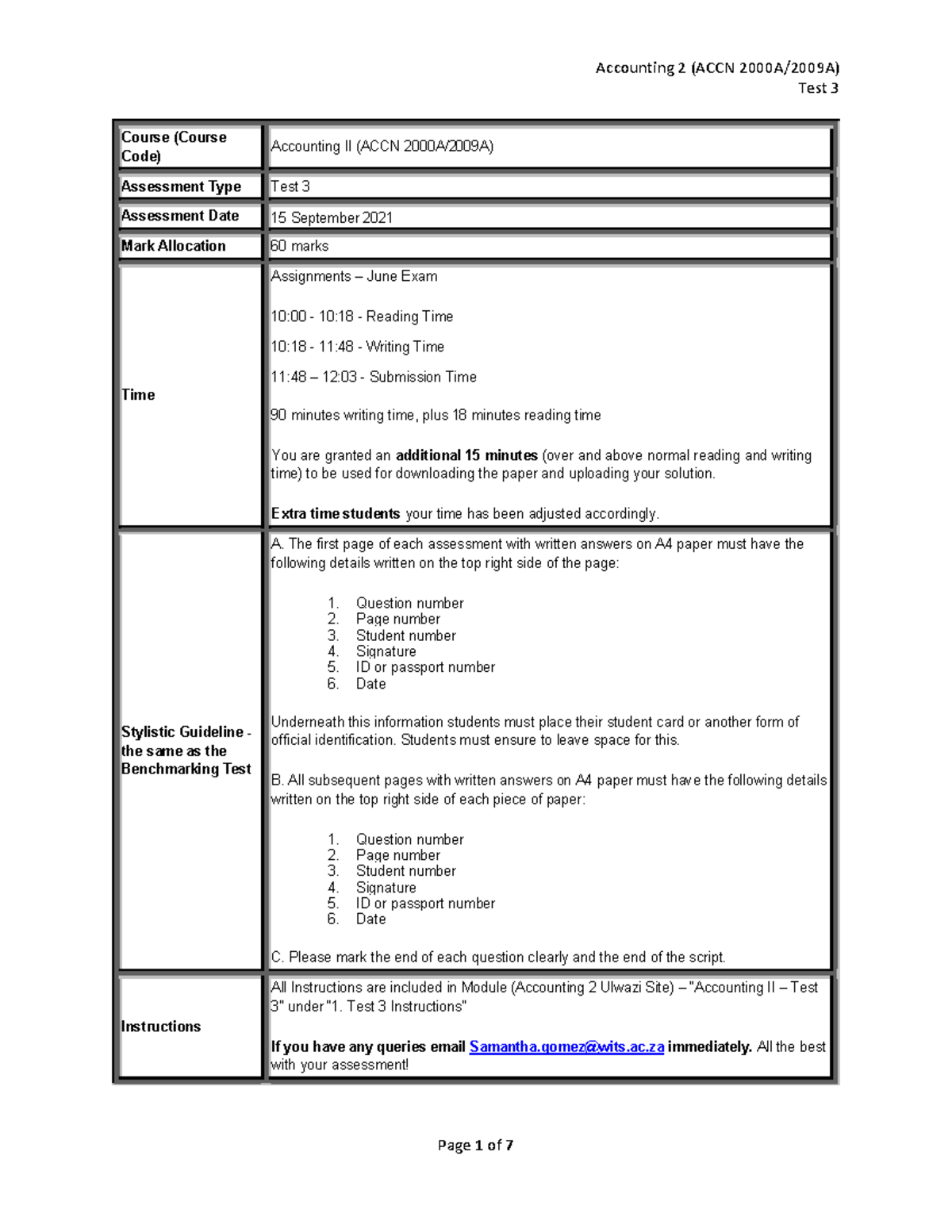 Accounting II - Test 3 2021 - Question - Test 3 Course (Course Code ...