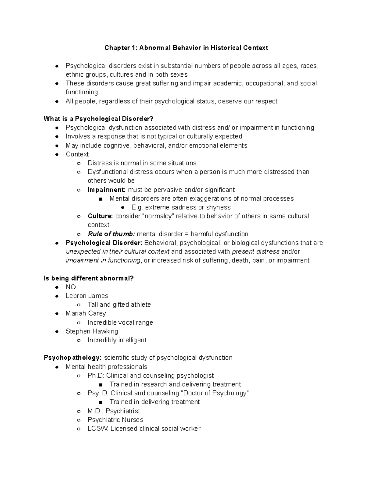 Ch 1 Abnormal Behavior in Historical Context - extreme sadness or ...