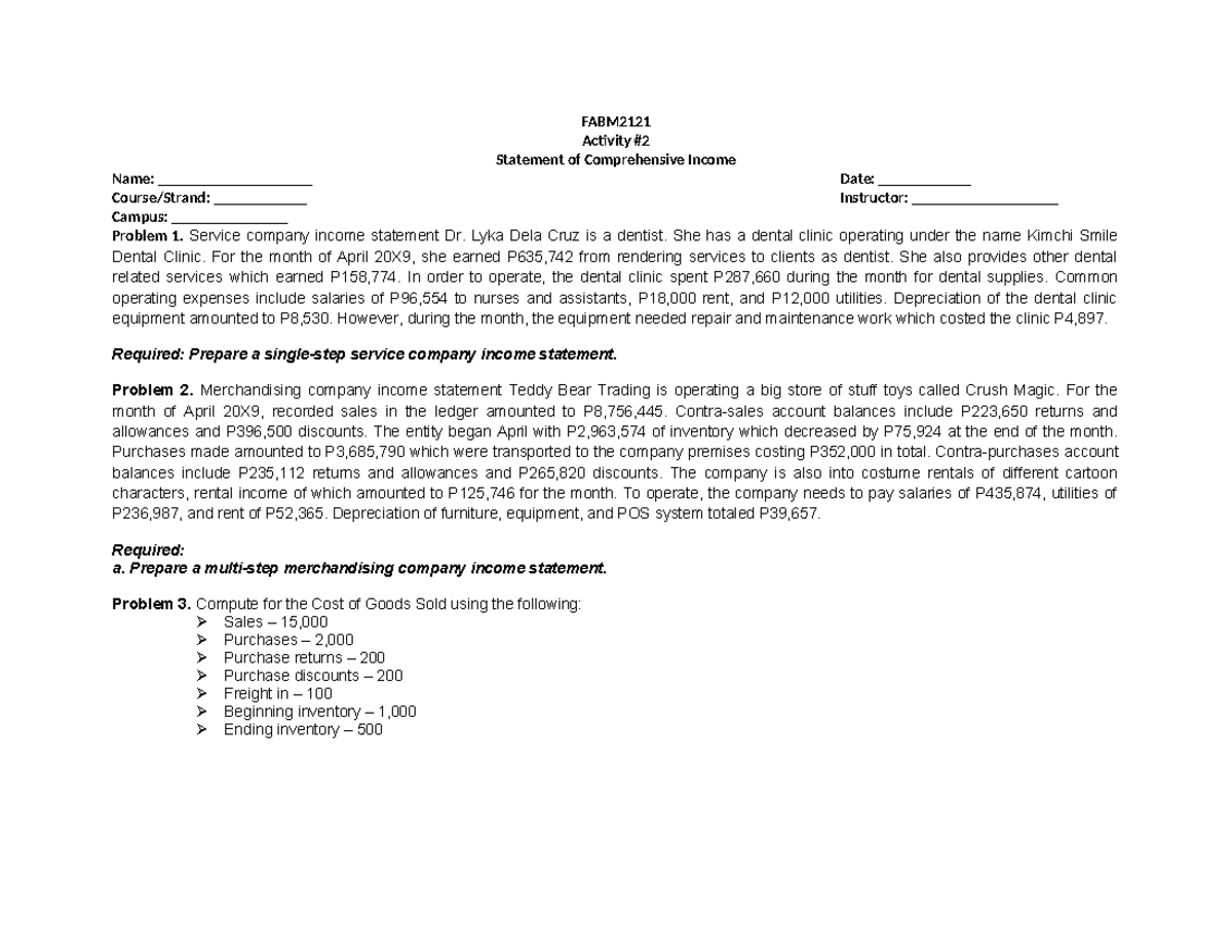 Activity#2 SCI - accounting is an art and science. - FABM Activity ...