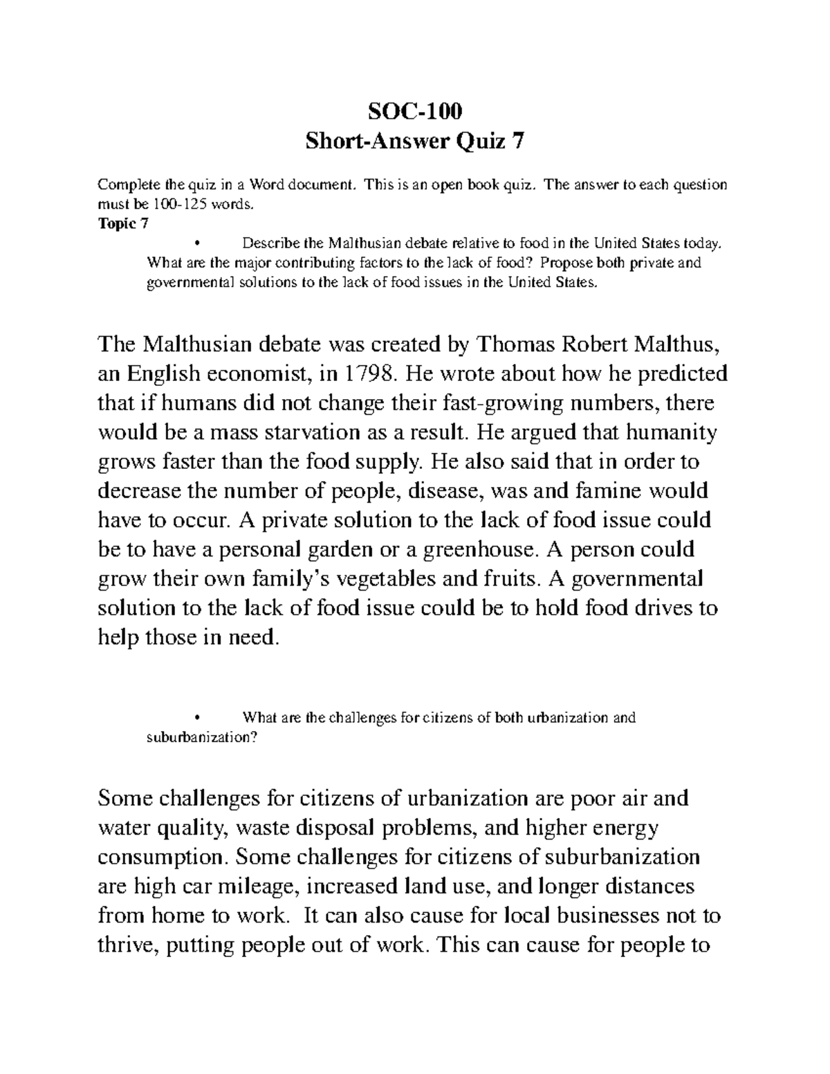 SOC100T7Short Answer Quiz - SOC- Short-Answer Quiz 7 Complete the quiz ...